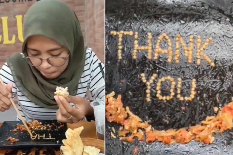 Gabut Habis Makan Mie Gacoan, Cewek Ini Susun Biji Cabe di Piring Jadi Tulisan 'Thank You'
